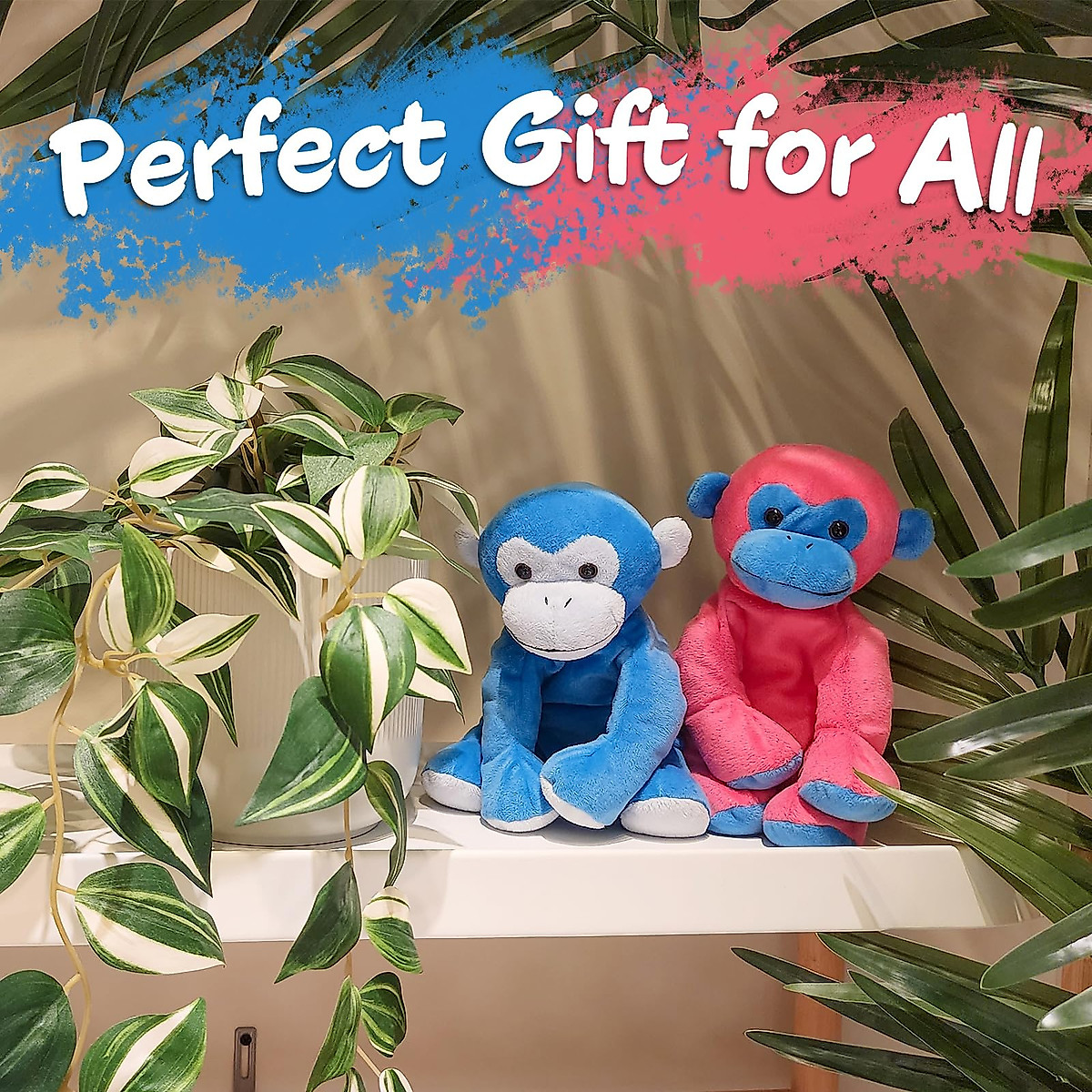 WEIGEDU Ape Monkey Stuffed Animal Plush Toys, Stuffed Monkey Blue, Soft Cute Monkey Toy for Toddlers Child Kids Babies Birthday Gift, 7.9" Blue