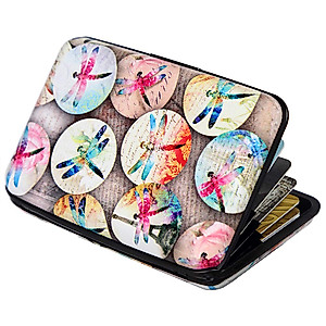 VICHLINE RFID Credit Card Holder Blocking Wallet for Women Men Mini Metal Slim Hard Aluminum Business Card Case (Watercolor Dragonfly)