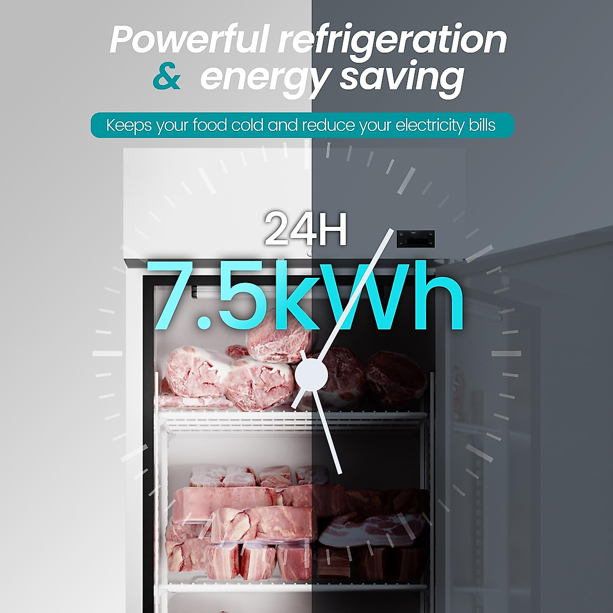 KICHKING 27"W Dynamic Cooling Commercial Freezer 23 Cu. Ft OmniSmart Temperature Control -10℉~10℉ Self Closing Stainless Steel Reach-In Commercial Freezer Digital Thermostat LED Lighting 3 Shelves