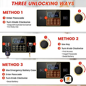 4.0 Cub Large Fireproof Safe for Home Use, Heavy Duty Home Safes Water and Fireproof with Fireproof Bag, Electronic Keypad Keys and Inner Cabinet, Anti-Theft Fire Proof Safe Box for Home Office