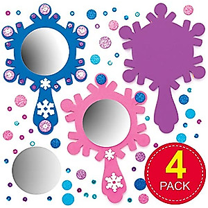 Baker Ross Snow Princess Mirror Kits, Arts and Crafts for Kids (Pack of 4), Assorted, (AT174)