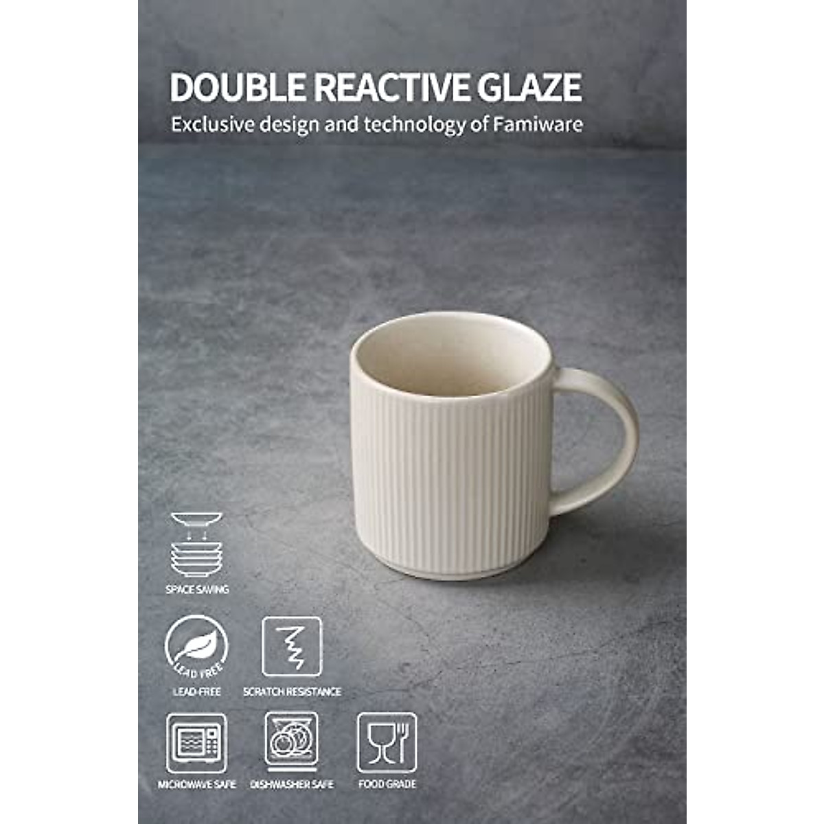 famiware 4 Pieces Coffee Cups, 12 oz Catering Mug with Handle for Coffee, Tea, Cocoa, Milk, Matte White