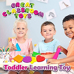 Shape Learning Sensory Toys for Toddlers - Textured Sensory Toys for Autistic Children, Pull and Stretch Tactile Toy, Calming Autism Toys for Boys and Girls Preschool Kids (8Pack)