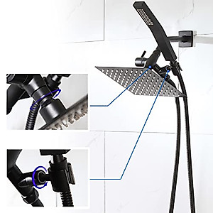 POP SANITARYWARE All Metal Matte Black Shower Faucet Set, Bathroom Rainfall 8 Inch Shower Head System with Handheld Wand, Single Handle Shower Trim Kit with Valve