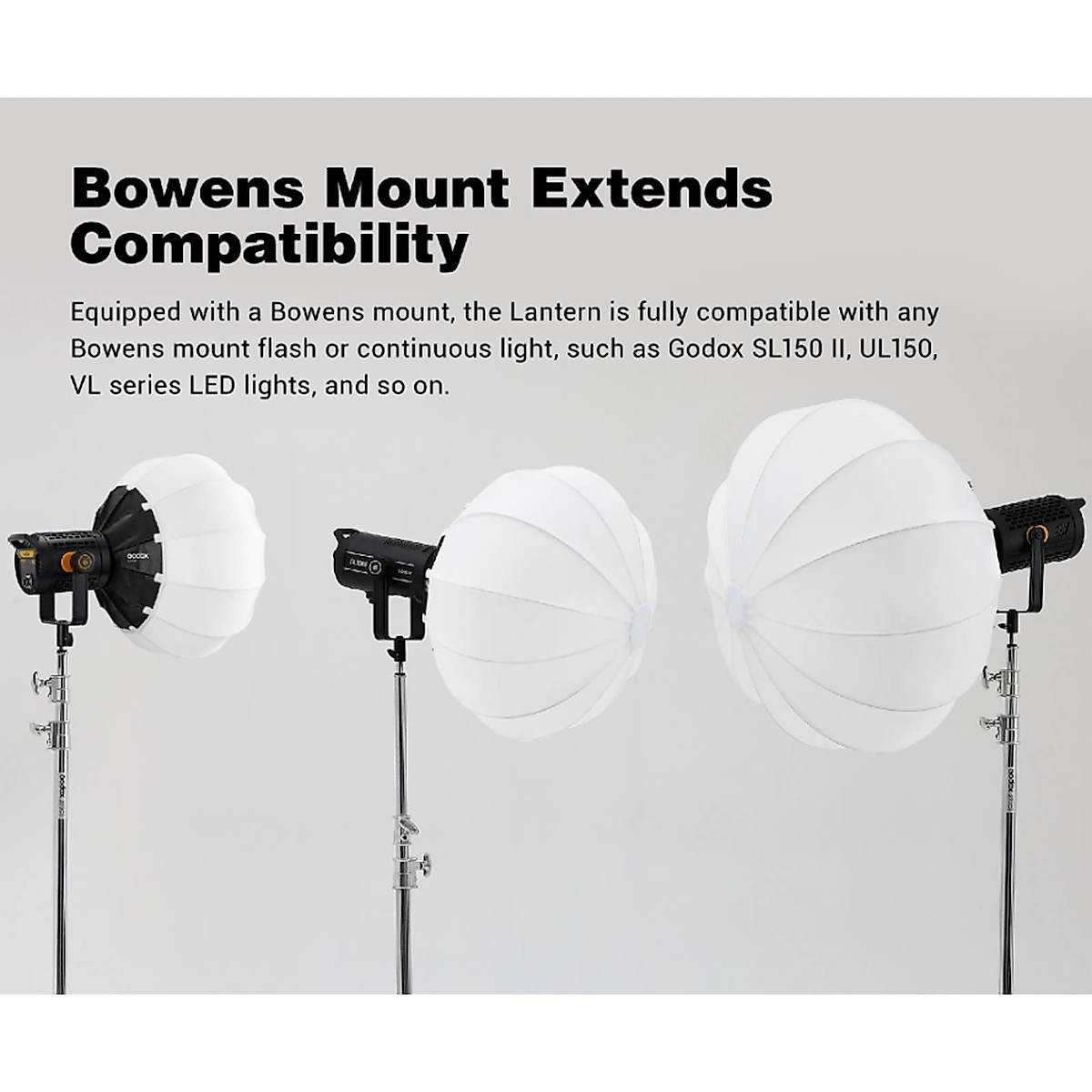 GODOX CS-50D Lantern Softbox 50cm/20inch Omni-Directional Light Modifier Bowens Mount for Godox SL60W SL150 II, UL150, VL150 Light for Video Recording, Live Streaming, and Film Making