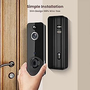 EKEN Smart Video Doorbell Camera Wireless with Chime Ringer, HD Live Image, Night Vision, Cloud Storage, Battery Powered, Indoor/Outdoor Surveillance, Smart AI Human Detection, 2.4G WiFi, 2-Way Audio