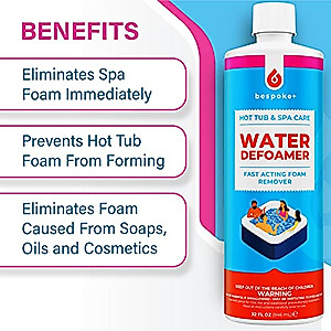 Spa Defoamer for Hot Tub & Hot Tub Foam Eliminator, Spa Anti Foam for Hot Tub Owners to Keep Spa Foam Down & get Foam Out, HotTub Foam Reducer & Spa Bubble Remover (1- Quart)