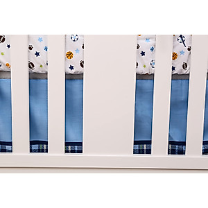 Brandream Sport Baby Crib Bedding Sets for Boys | Champ Star Dogs in Baseball Basketball Football and So On| 3-Piece Patchwork Nursery Set Blue - Baby Quilt, Fitted Crib Sheet, Crib Skirt Included