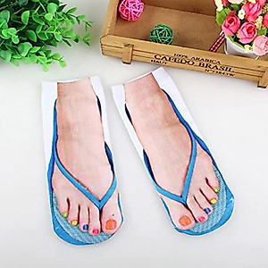 Flip Flops Socks, Women Funny 3D Printed Flip Flop Design Socks Look Like Shoe Sandal Novelty Ankle Crew Socks Gift