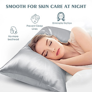 Silk Satin Body Pillow Pillowcase, Silky 20''x54'' Body Long Pillow case for Pregnant Women and Family, Hidden Zipper Closure, Silvergrey, 1 Pack