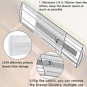 Adjustable Deep Drawer Organizers for Clothes,3 Pack Clear Drawer Dividers , 5" High, 13-22",PC Plastic Expandable Dresser Separators in Bedroom/Bathroom/Kitchen/Fridge/Office Organization and Storage