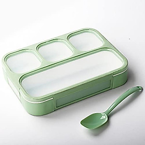 yarlung 2 Pack 34 Oz Bento Lunch Box with Spoon, 4 Compartments Salad Lunch Container Snacks To Go Box for Meal Portion Control, 2 Colors