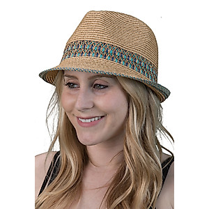 Funky Junque Multicolor Woven Fedora - Blue