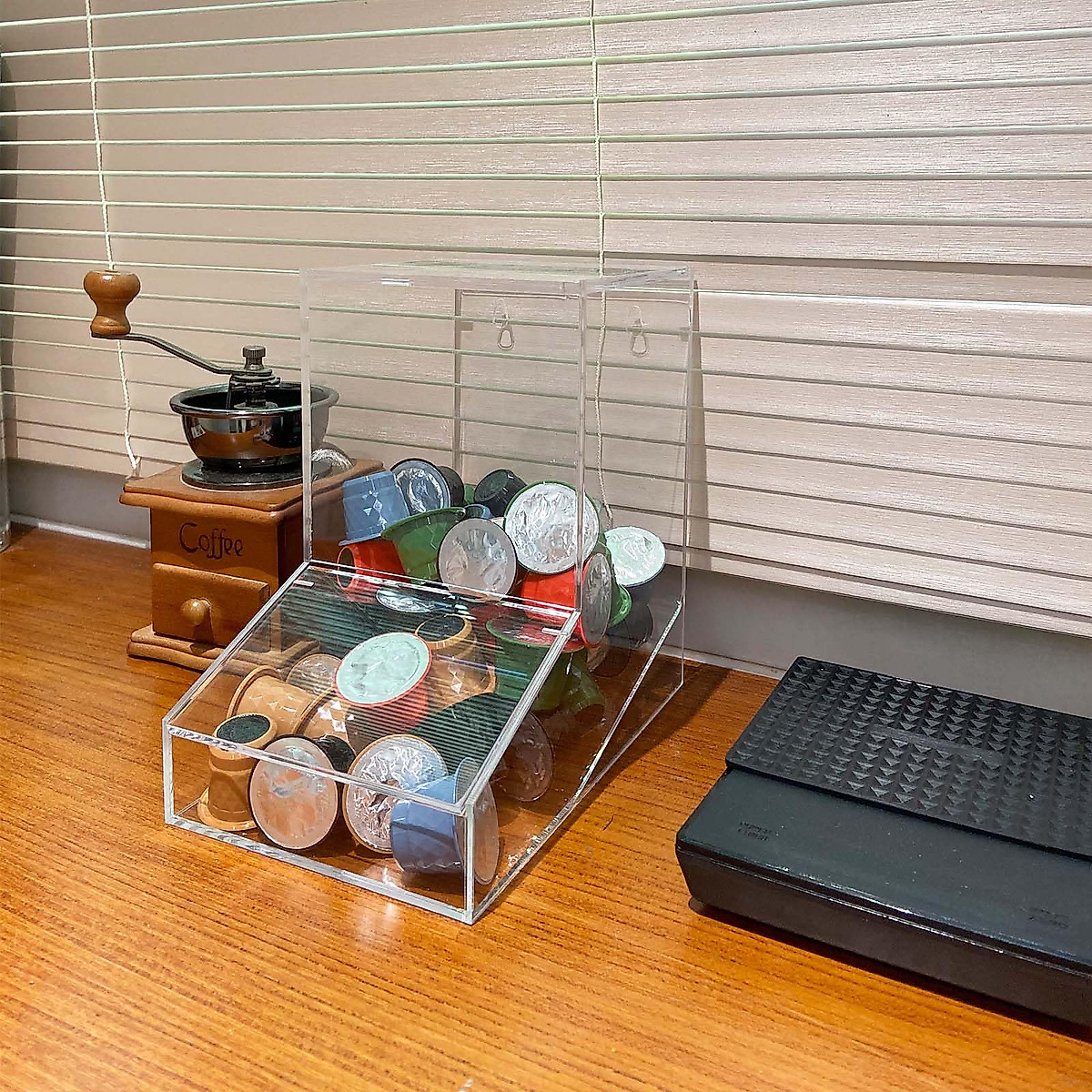 Gnjoyxuan Laundry Pods Container, Acrylic Candy Dispenser with 2 Lid, Dishwasher Pod Holder, Laundry Organization for Laundry Room, Home, kitchen, Office Used- Stand or Wall Mount