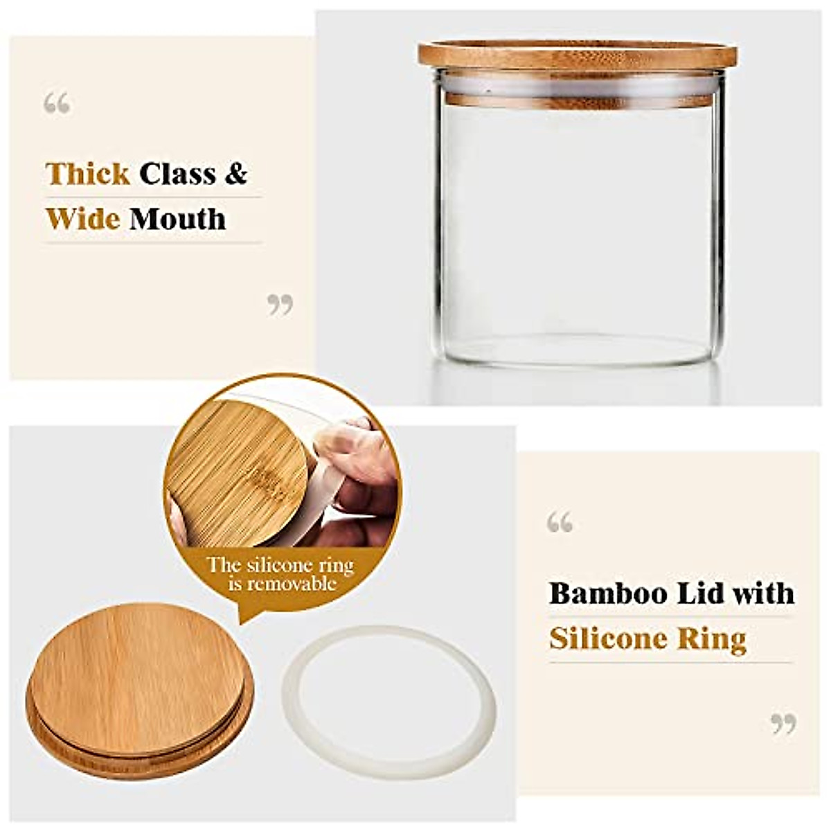 Laundry Pods Holder Container, 3Qt Big Glass Storage Container with Wood Lid, Stackable Large Clear Glass Jar Organizer Canister for Laundry Room Holds 81 Laundry Pods, 4 Label Sticker