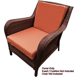 QQbed 4 Pack Outdoor Patio Chair Washable Cushion Pillow Seat Covers Extra Large 24"X22"X4" - Replacement Covers Only (24"X22"X4" 4 Pack, Rust)