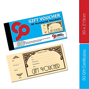 Cherry Art Deco Gift Certificate Cards/Voucher/Gift Coupon Book with Stub 50pages Cardstock 3.9 x 8.3 Inches