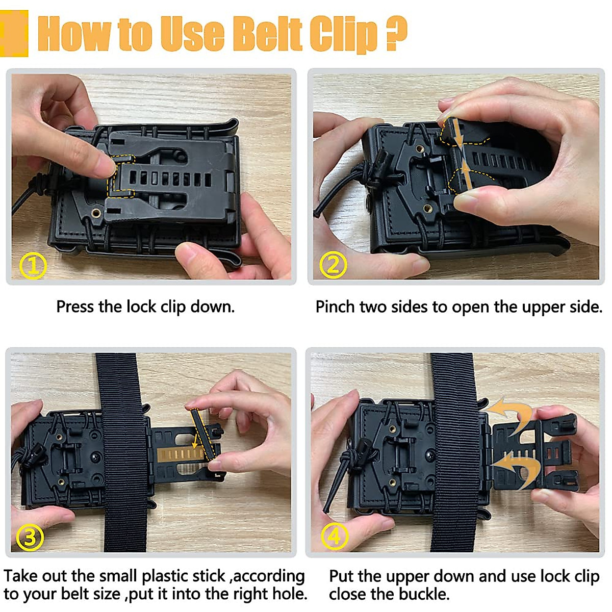 KRYDEX Magazine Pouch 5.56 with Belt Clip 7.62mm Open Top Mag Pouch (BK)