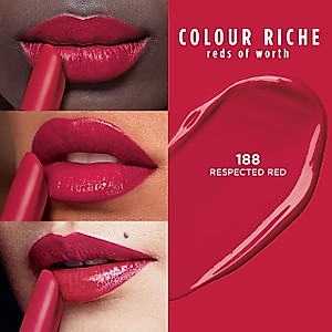 L'Oreal Paris Colour Riche Red Lipstick, Long Lasting, Satin Finish Smudge Proof Lipstick with Hydrating Argan Oil & Vitamin E, Reds of Worth, Respected Red, 0.13 Oz