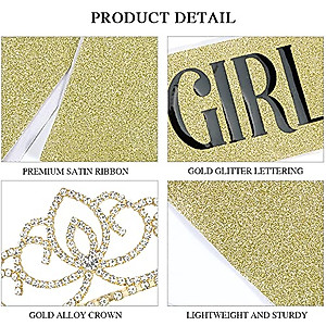 FASOTY Birthday Crown and Birthday Girl Sash Birthday for Women Crowns Tiara for Women and Birthday Sash for Women Birthday Decorations for Girls Rhinestone Crown Princess Birthday Decorations Gold