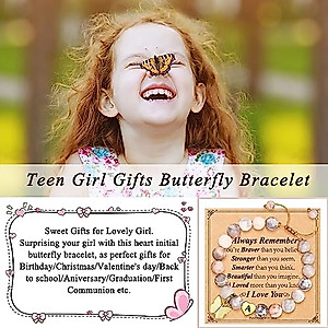 MONOZO Women Jewelry Gifts Initial Bracelet, Women Jewelry Heart Initial K Butterfly Natural Stone Bracelets for Women Jewelry Birthday Gifts Christmas Gifts for Women Friends Sister Butterfly Gifts