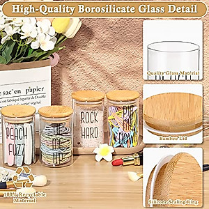 Lucomb Glass Apothecary Jars with Lids for Bathroom Storage Organizer, 4 Packs Cotton Ball Q-Tip Holder Hair Tie Organizer & Bobby Pin Holder Great for Funny Bathroom Canisters Decor Farmhouse Style