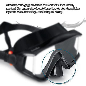 OMGear Swim Goggles Snorkel Mask Dive Mask Anti-Fog Triple-Lens Goggles Swimming Adult Snorkeling Gear for Adults Youth Pool Goggles with Nose Cover Neoprene Mask Strap for Scuba Diving (Black)