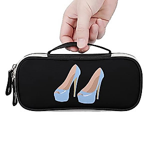 High Heel Printed Pencil Case Bag Stationery Pouch with Handle Portable Makeup Bag Desk Organizer