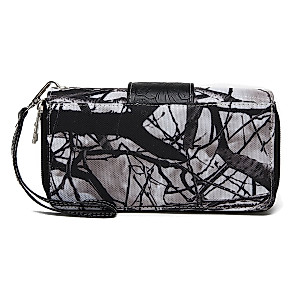 Cowgirl Trendy Western Style Camouflage Buckle Clutch Purse Women Wristlets Wallet, Black, One Size