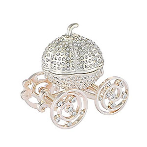 QIFU Pumpkin Carriage Series Enameled Trinket Box Hinged Decorative Collectible Figurine Unique Gift to Store The Ring