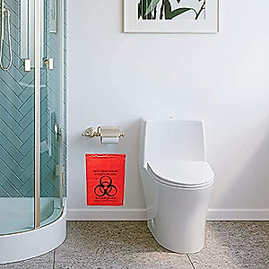 Seadasyoon 100pcs 9x13in/23x33cm Stick-On Biohazard Infectious Red Waste Bags