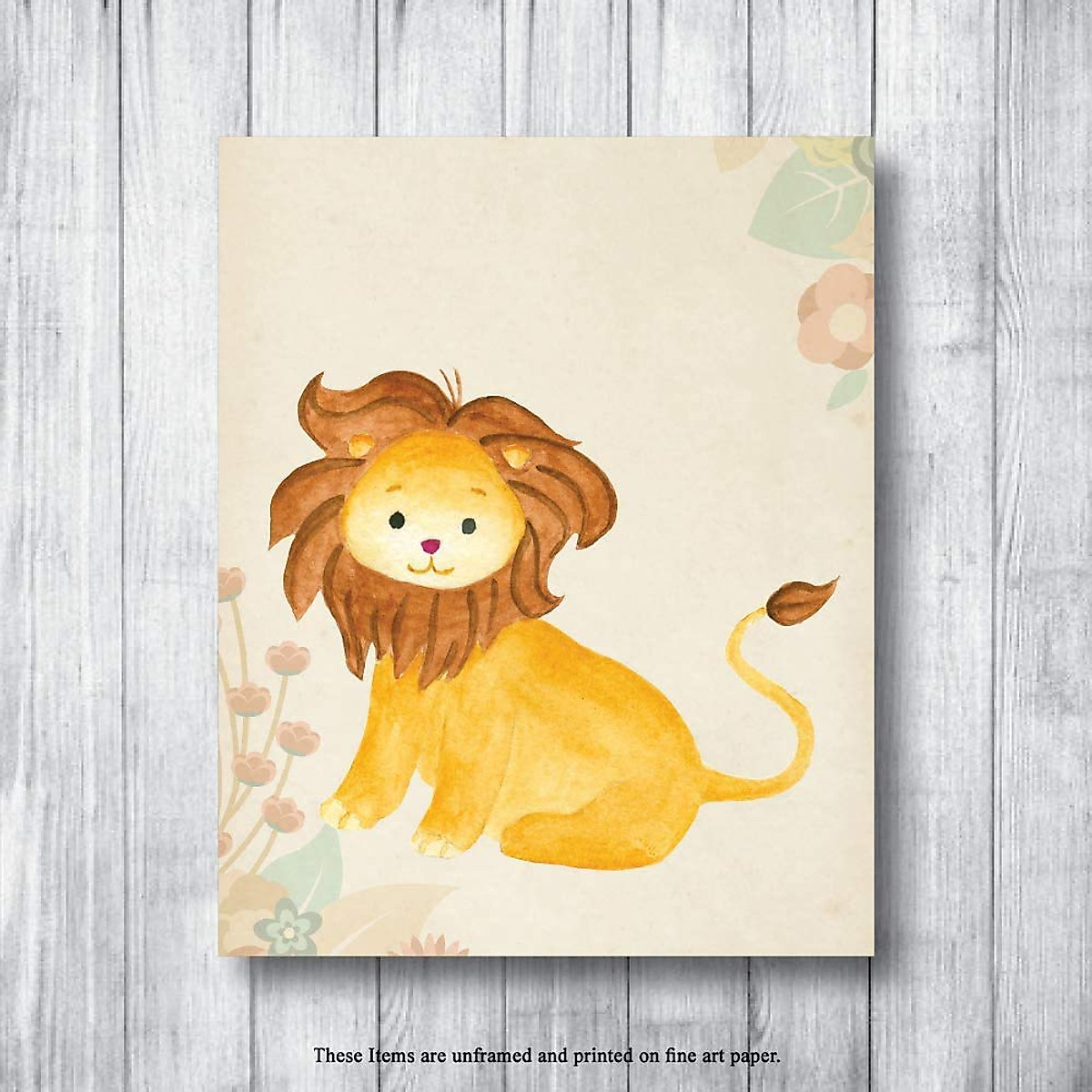 Safari Nursery Decor Jungle Baby Animals Prints for Nursery Decor Art - Large Giant Collection - 6 UN-Framed Neutral Kids Stuff Animal Theme Wall Prints. Elephant Giraffes boy Lion Buddies (5x7)