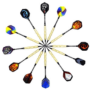 ROOBEEO Soft Tip Darts 12 Pcs 18g Plastic Tip Darts Set with Brass Steel Barrels&Aluminum Shafts,200 Extra Dart Tips 42 Dart Flights 20 Extra Rubber Rings and 1 Storage Bag for Electronic Dart Board