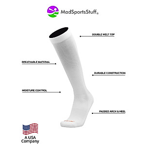 MadSportsStuff Pro Line Under Stirrup Sanitary Liner Baseball Socks (White, Large)