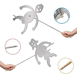 KOWSi® New Upgrade Boy and Girl 2PCS Barbecue Forks | Novelty Funny Bonfire Grill Stick | Stainless Steel Long Camping Skewers | Campfire BBQ Cookware Accessories with Basting Brushes (Boy & Girl)