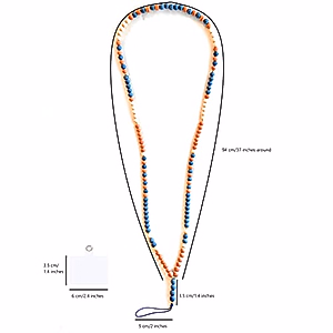 Wooden beaded phone chain lanyard gift for women stocking stuffer (Blue with Universal Tab)