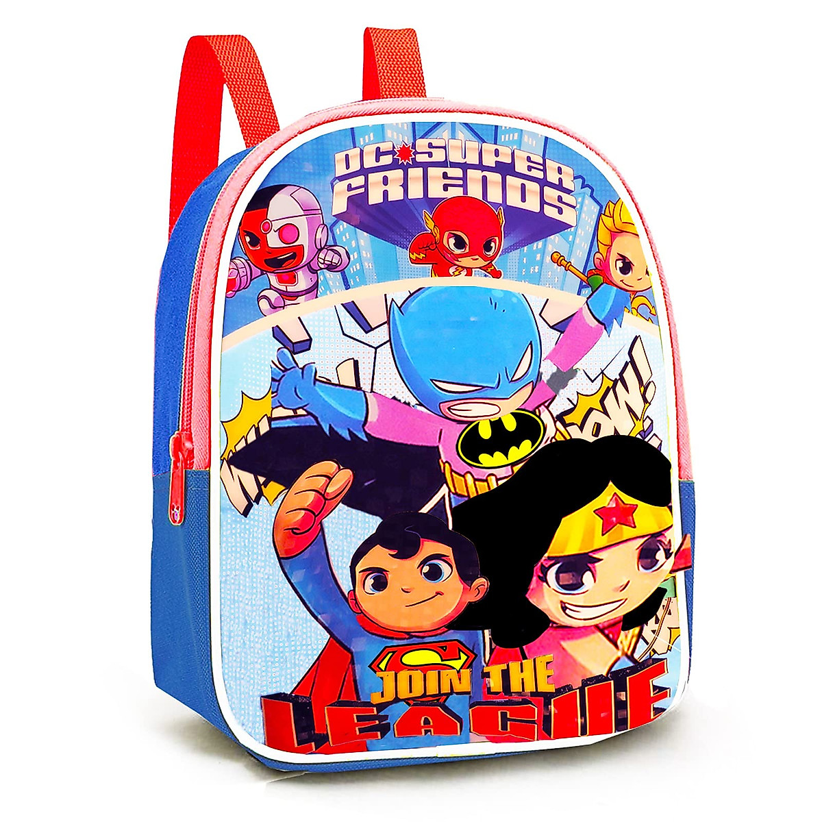 DC Shop Wonder Woman and Friends Mini Backpack Toddler Preschool ~ Bundle with 11In Justice League Featuring Superman, Batman, Woman, Flash, Aquaman, Stickers More,