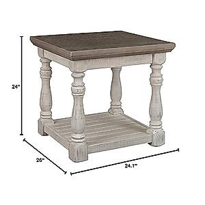Signature Design by Ashley Havalance Farmhouse Lift Top Coffee Table, Gray & White with Weathered Finish & Havalance Farmhouse Square End Table