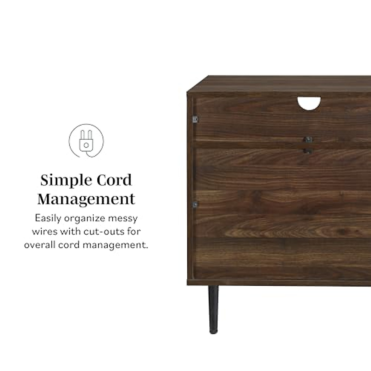 Walker Edison Modern Wood Nightstand Side Table Bedroom Storage Drawer and Shelf Bedside End Table, 25 Inch, Dark Walnut