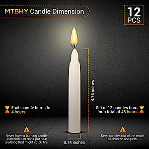 MTBHY Taper Candles Pack of 12- 5 inch Long Dinner Candles Set-unscented Household Candle Set-White Candles with smokeless Flame-Emergency Candles with 4 Hours Long Burn time