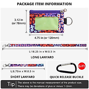 CHENSPRX Small Lanyard Wallet for Women with RFID Blocking,ID Holder,Keychain - Zip ID Card Case and Coin Purse for Travel and Daily Use (Purple Blossom)