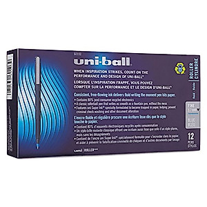 Sanford Uniball Rollerball Stick Pen, 0.7mm Fine, Blue Ink, Dozen (60103)