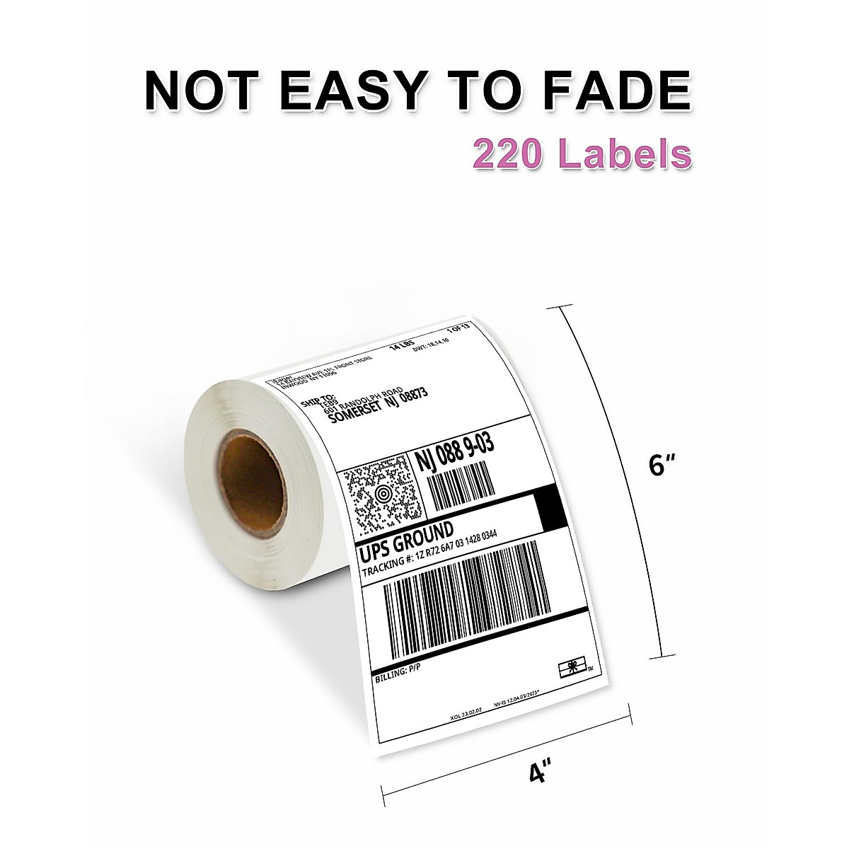 iEager Thermal Label, 4" x 6" White Direct Thermal Shipping Labels, 220 Labels/Roll