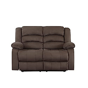 Blackjack Furniture Winthrop 60" Modern Manual Reclining Loveseat, Soft Microfiber Upholstery, Extra Padded Back, Lumbar Support & Smooth Reclining Mechanism, Space-Saving Recliner, Loveseat, Brown