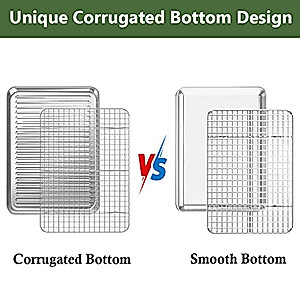 ROTTAY Baking Sheet with Rack Set (2 Pans + 2 Racks), Stainless Steel Cookie Sheet with Cooling Rack, Nonstick Baking Pan, Warp Resistant & Heavy Duty & Rust Free, Size 16 x 12 x 1 Inches