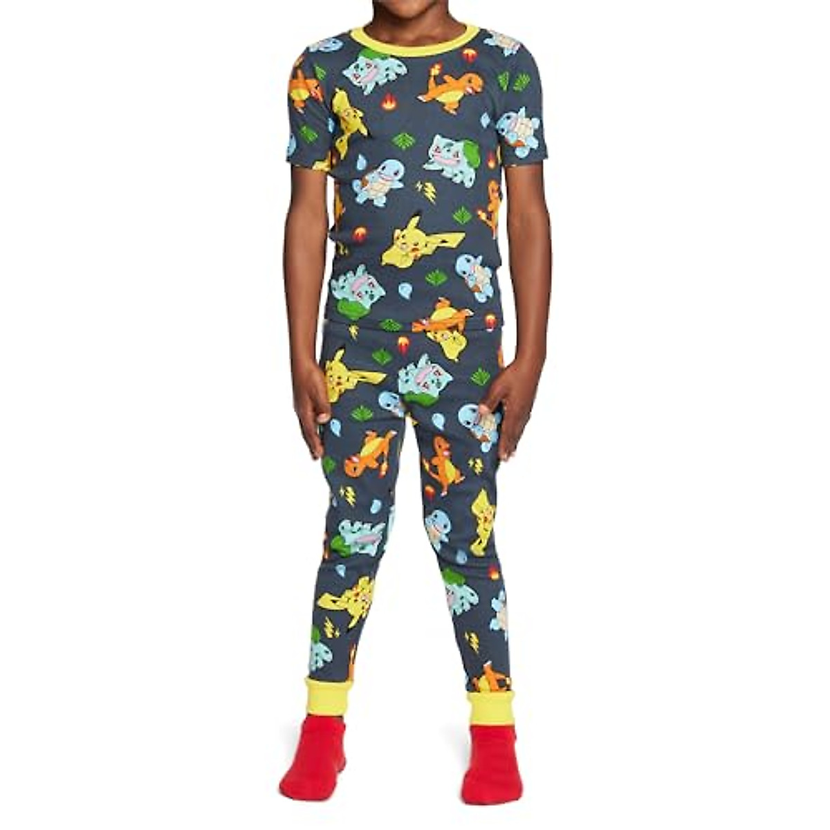 Pokemon Boys’ 6-Piece Snug-Fit Cotton Pajamas Set, Poke Treasure, 6