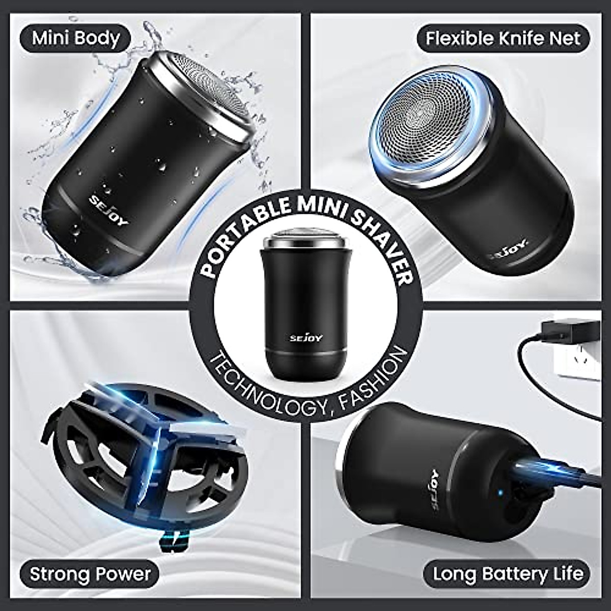 Sejoy Mini Electric Shaver for Men,Facial Hair Remover for Women,Pocket Size Washable Electric Razor,Wet Dry Beard Trimmer,Rechargeable,Portable,for Face, Arms, Legs,Suitable for Home,Car,Travel