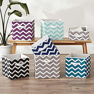 DII Non Woven Polyester Storage Bin, 11x11x5.5-inch, Chevron Gray, 2 Piece