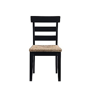 Linon Black Wood Woven Rush Seat, Minelli Dining Chair, Set of 2