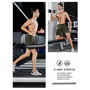 NORTHYARD Men's Running Athletic Shorts 5 inch Workout Gym Tennis 7'' Short Quick Dry Active Training with Zipper Pockets ARMYGREEN-L